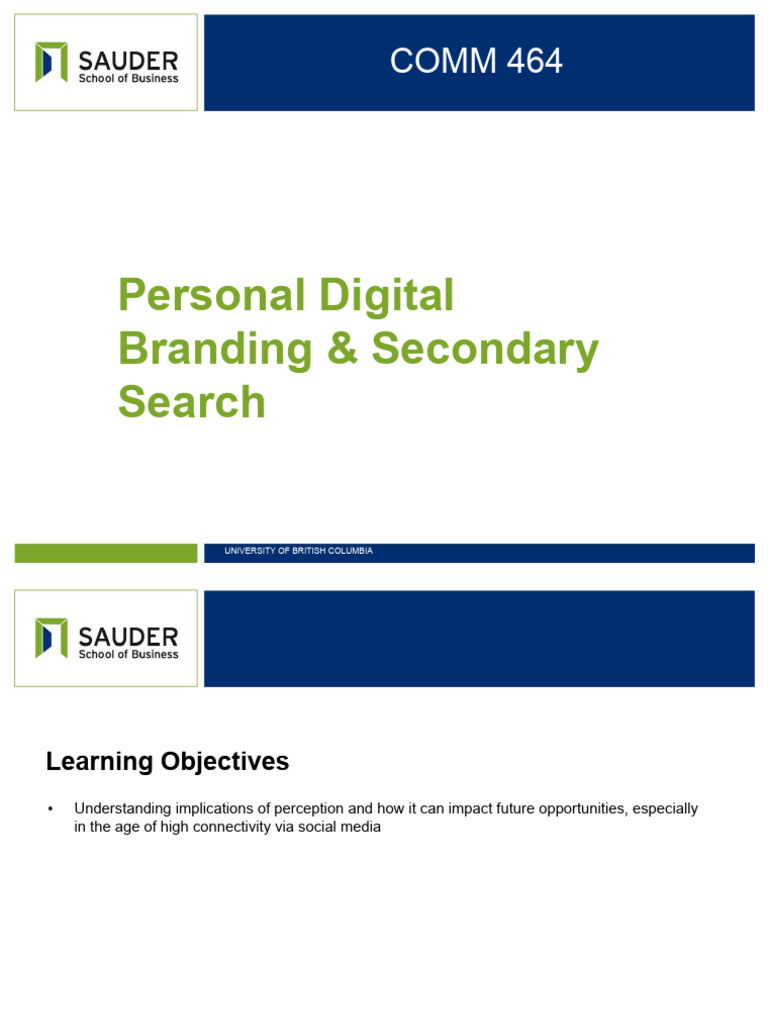 COMM464 - Personal Digital Branding + Secondary Search 2 | PDF ...