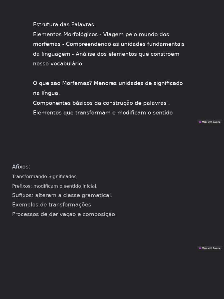Estrutura Das Palavras Elementos Morfologicos Viagem Pelo Mundo Dos ...