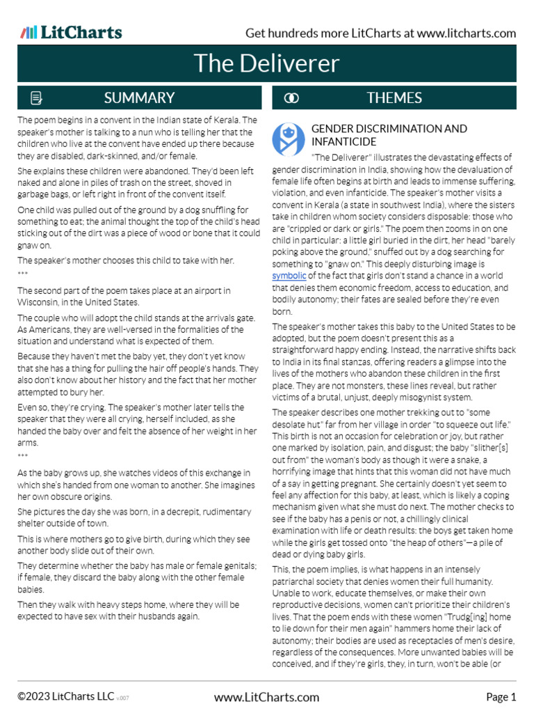 LitCharts The Deliverer | PDF | Mother | Poetry