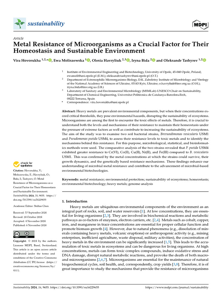Microbial Metal Resistance and Sustainability | PDF | Antimicrobial ...