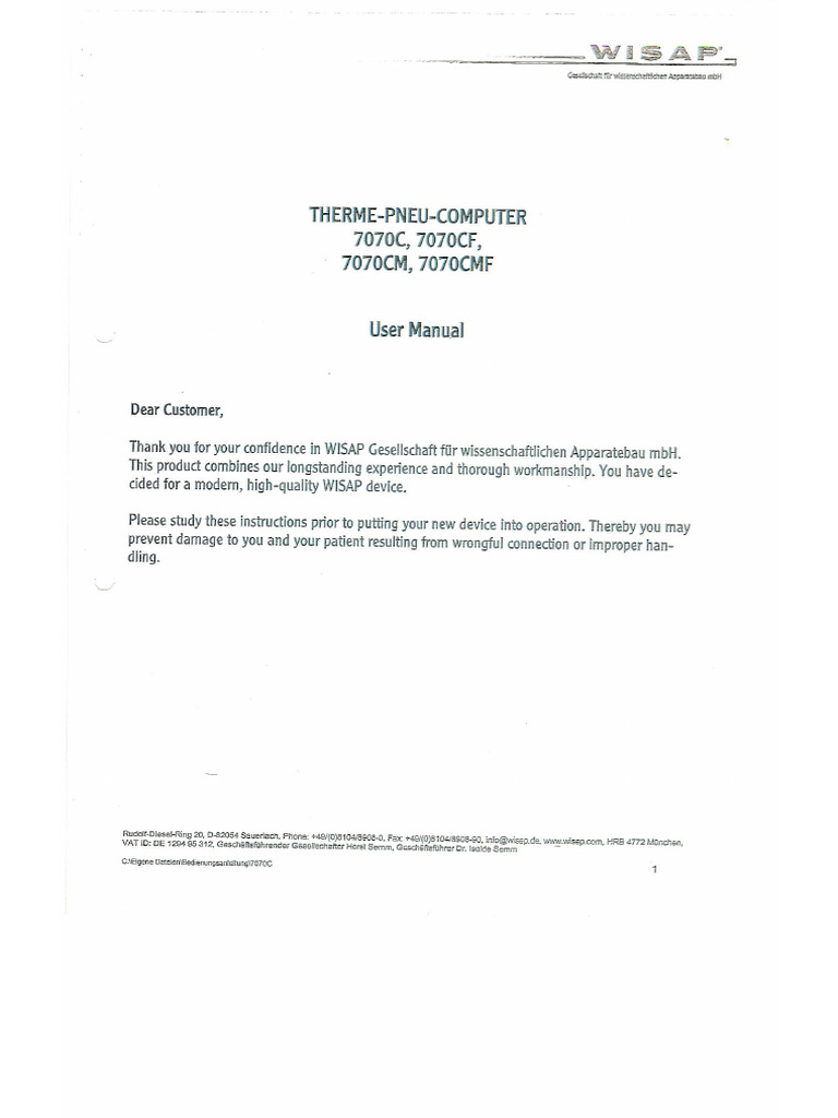 Wisap - Wisap Insuflator 7070CM (English) | PDF