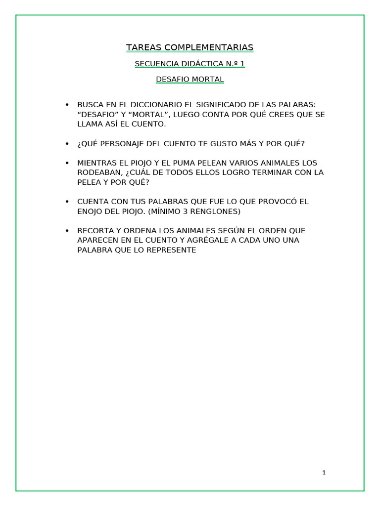 Tareas Complementarias | PDF