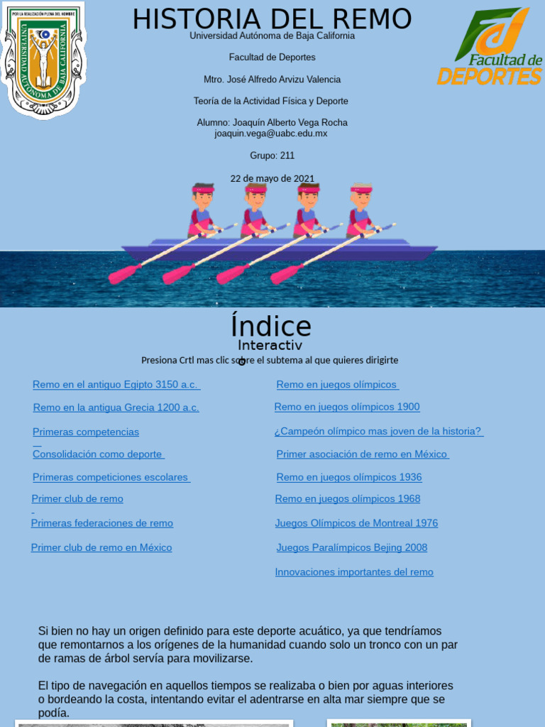 Historia Del Remo | PDF | Remo (deporte) | Remo