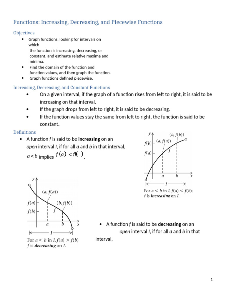 Functions Increasing, Decreasing, and Piecewise Functions Ooooo | PDF | Function (Mathematics ...