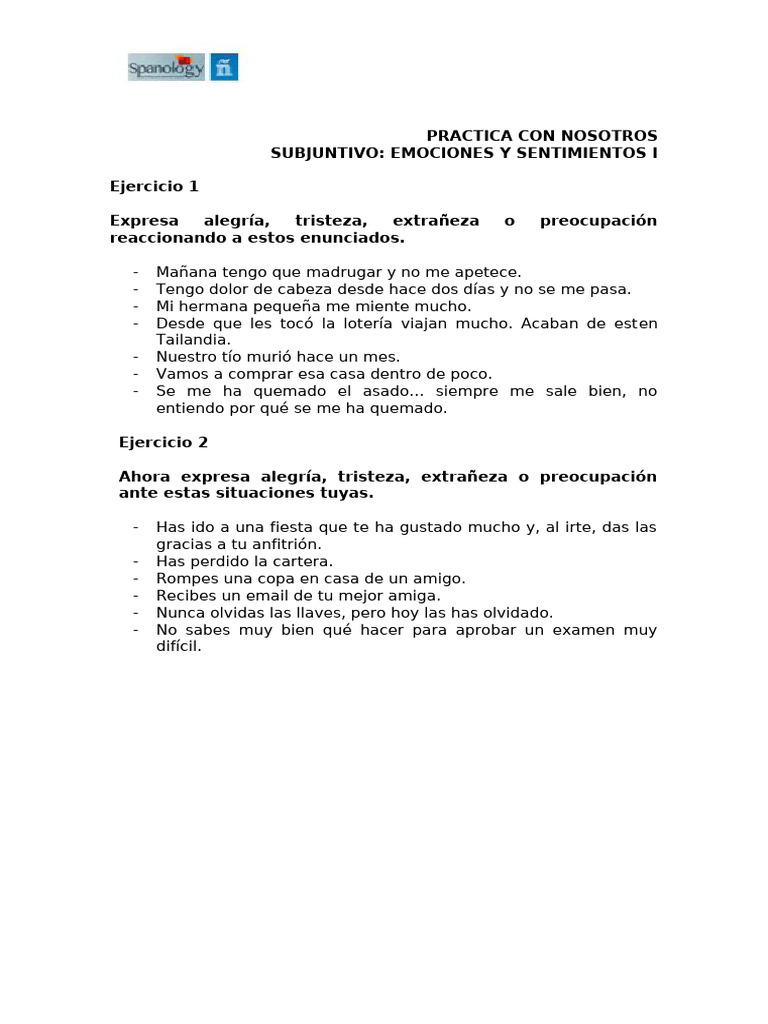 Subjuntivo: Expresando Emociones | PDF