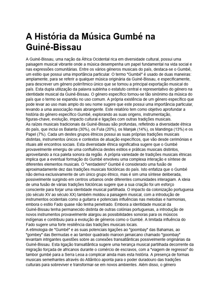 A Música Gumbé na Guiné-Bissau | PDF | Gênero | Estudos de Gênero