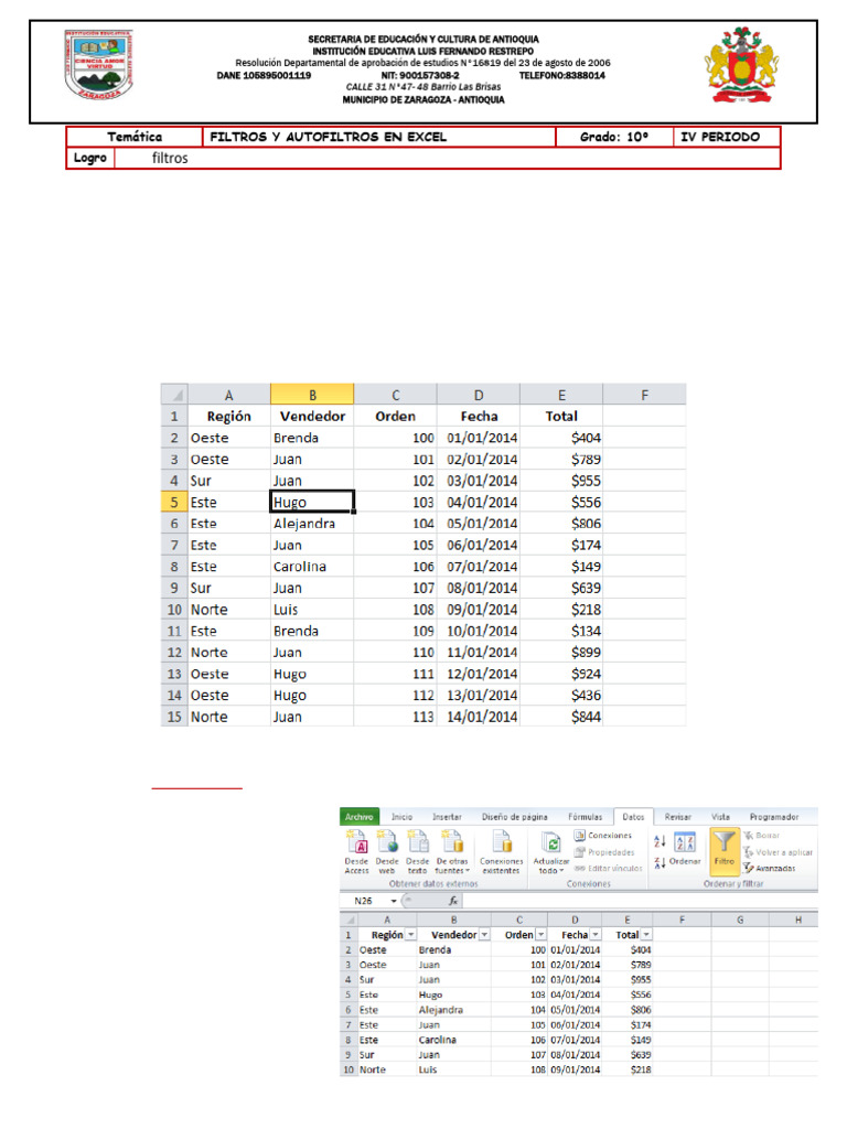 Filtros y Autofiltros en Excel | PDF | Microsoft Excel | Informática