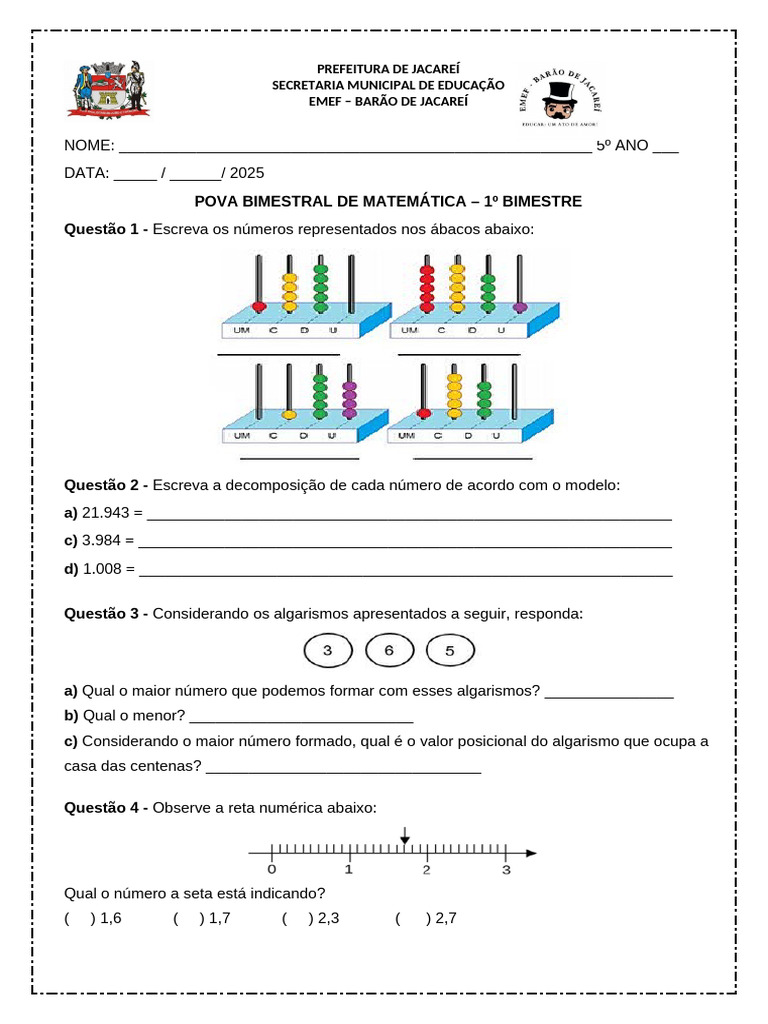 Prova de Matemática 1B | PDF