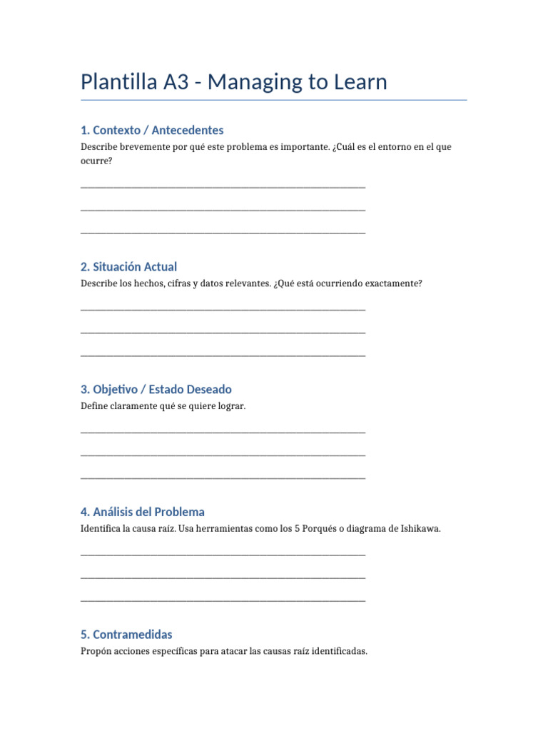 Plantilla A3 Managing To Learn | PDF