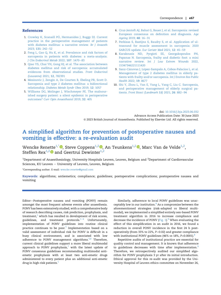 2023 Simplified Algorithm PONV | PDF | Medical Specialties | Clinical ...