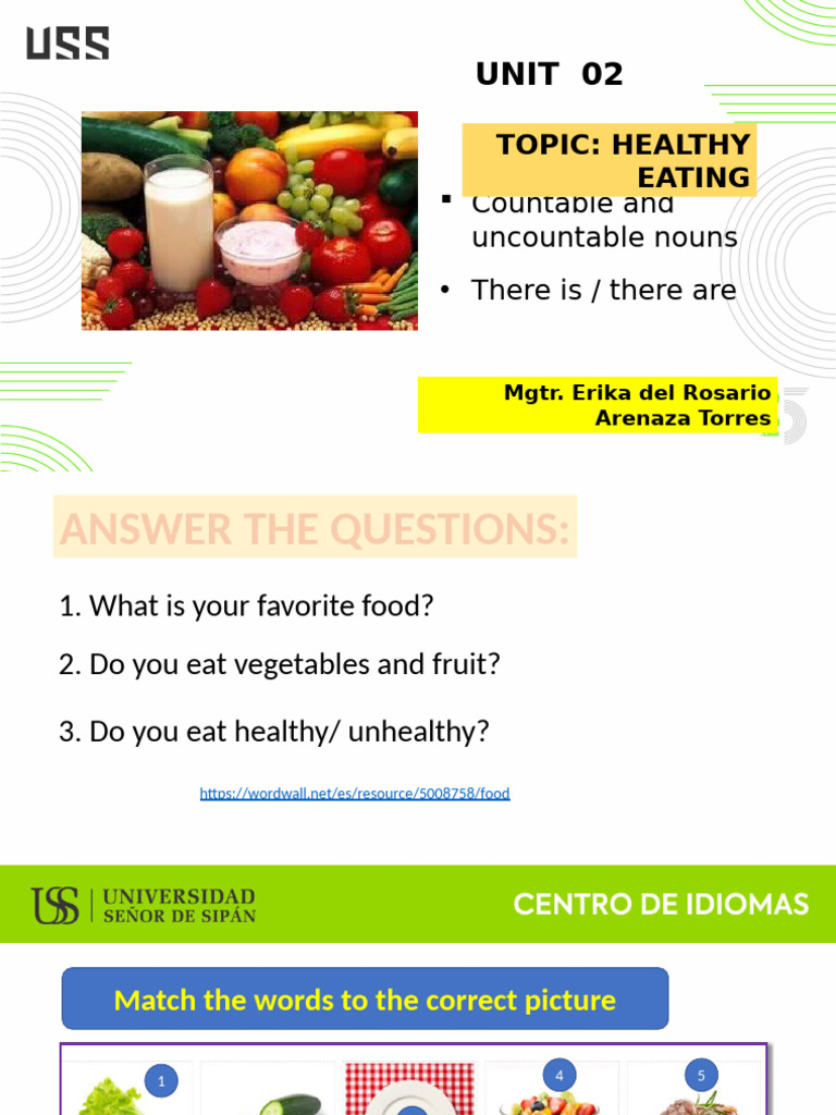 UNIT N° 02 HEALTHY EATING | PDF | Plural | Noun