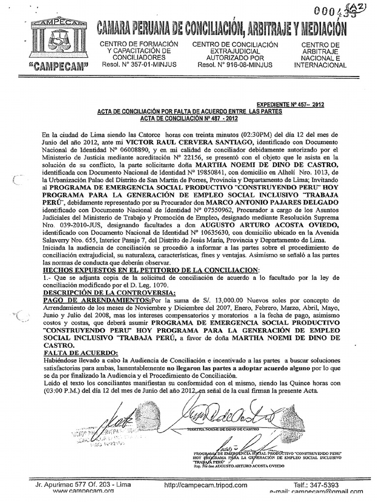 Arbitraje Caso Martha de Dino de Castro | PDF