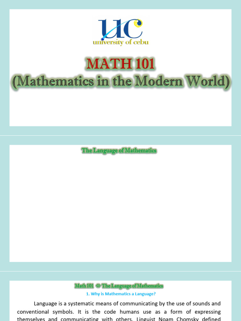 02the Language of Mathematics-SYR | PDF | Mathematics | Variable (Mathematics)