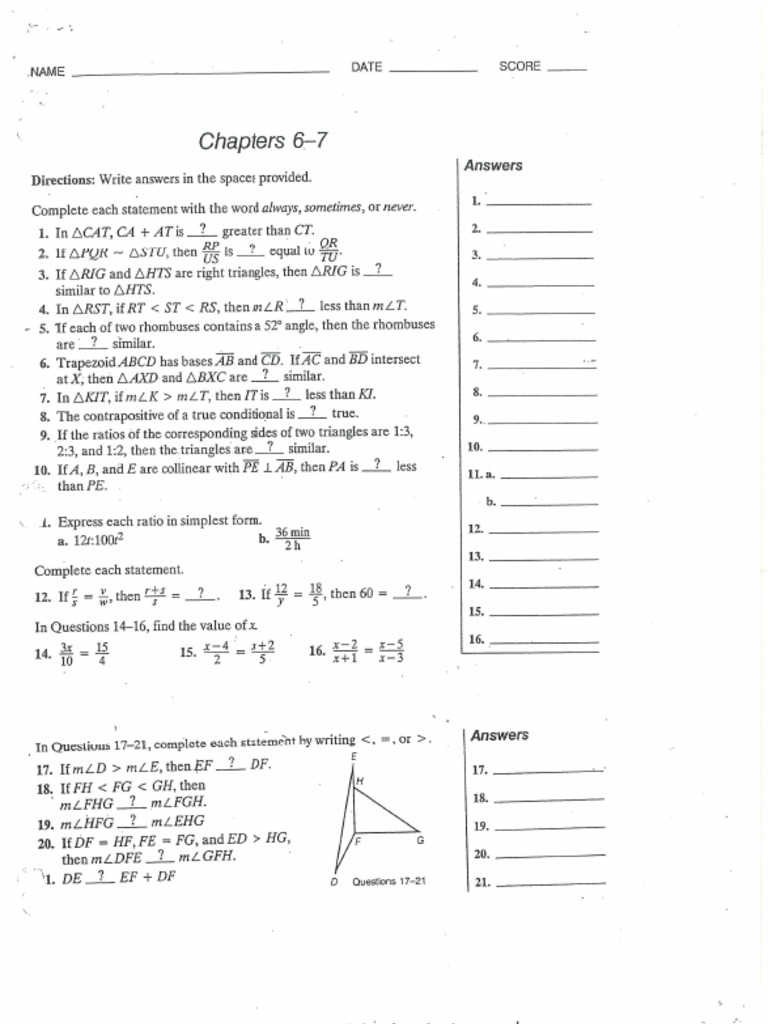 Advgeom Final Exam Review Packet | PDF
