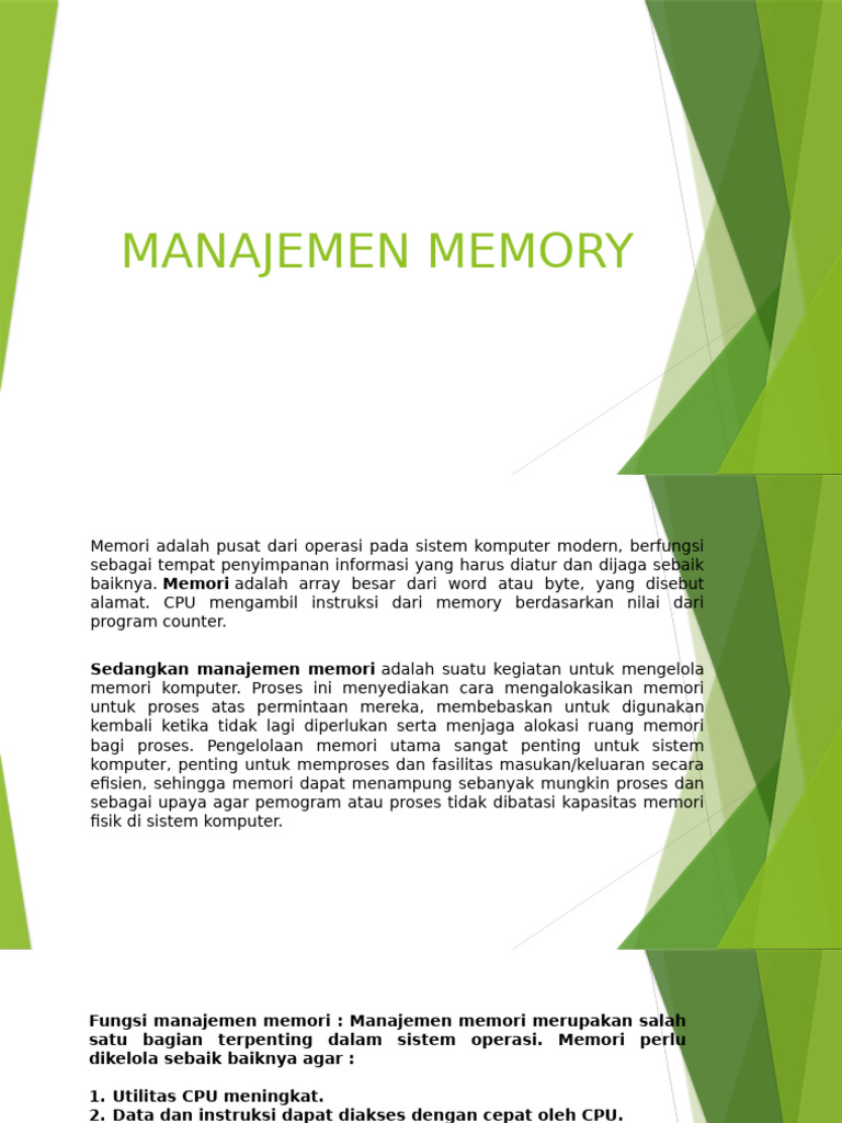Bab 5 Manajemen Memory Sistem Operasi | PDF