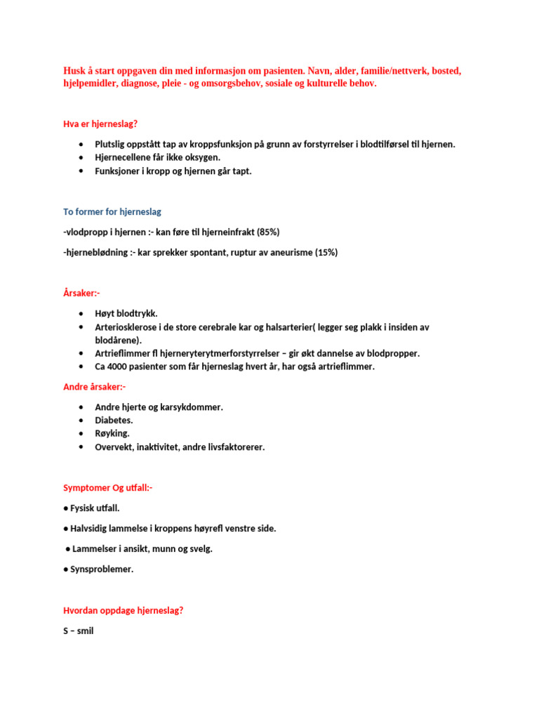 Hjerneslag Case | PDF