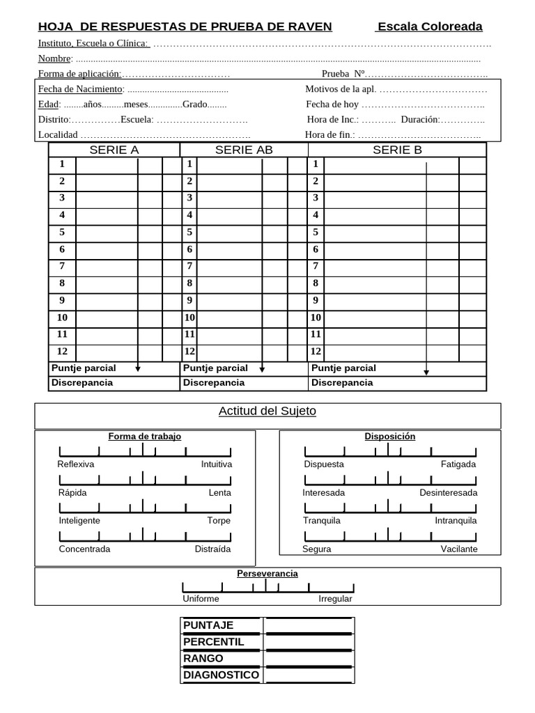 Protocolo Raven Escala Coloreada | PDF