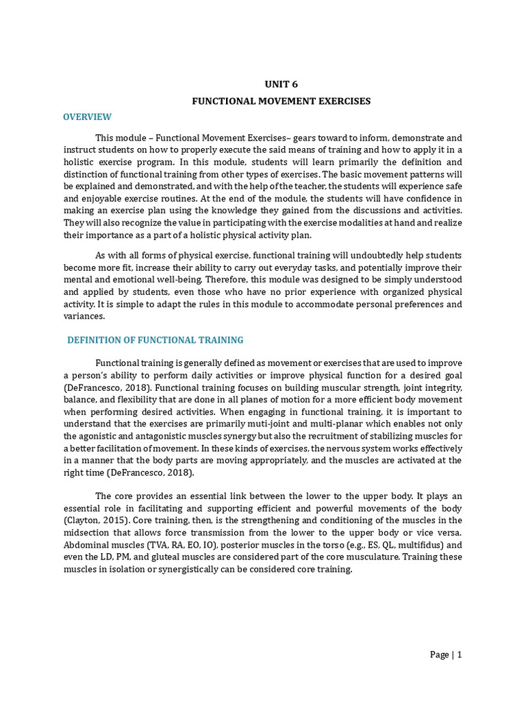 Unit 6 Functional Movement Exercises | PDF | Anatomical Terms Of Motion ...