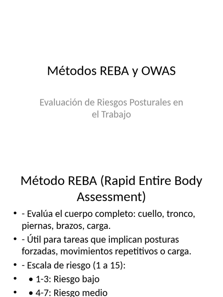 Metodos REBA OWAS | PDF