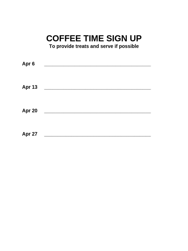 Coffee Time Sign Up | PDF
