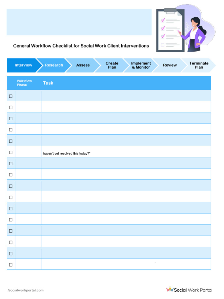 Social Work Client Intervention Checklist | PDF