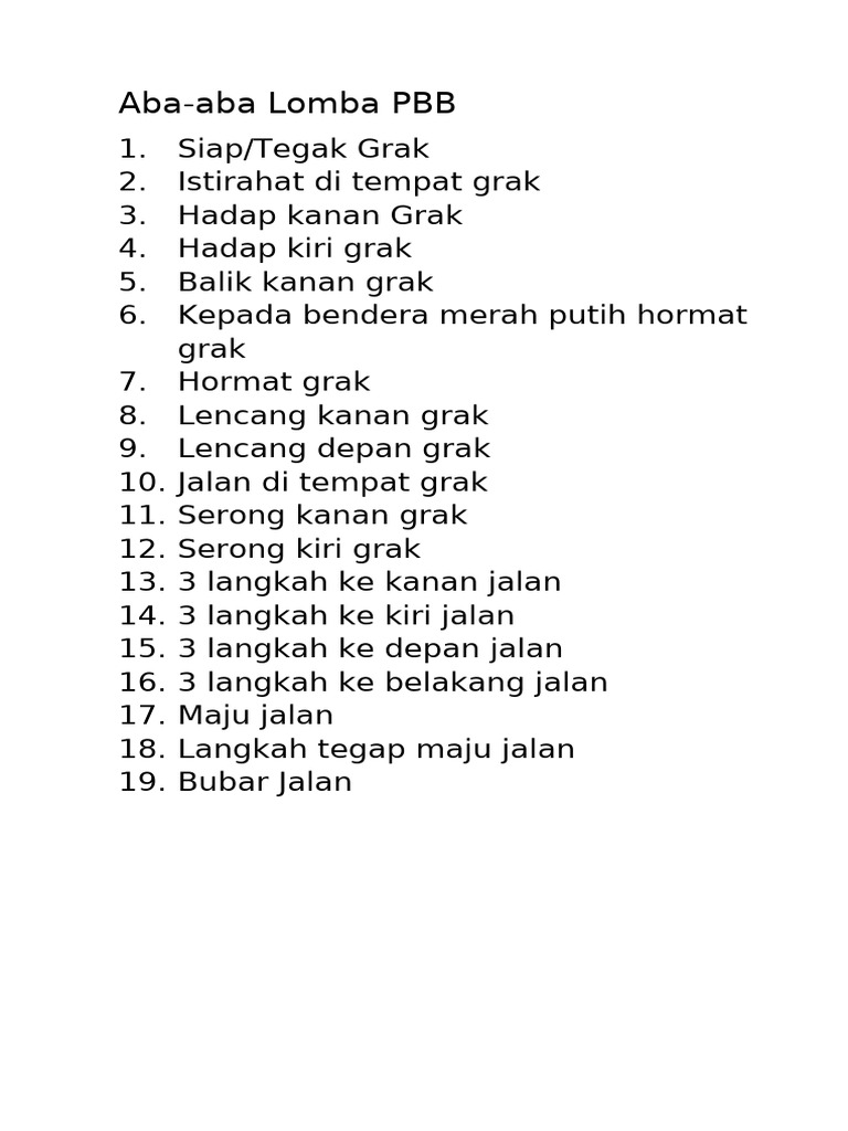 Urutan Aba-Aba Lomba PBB | PDF