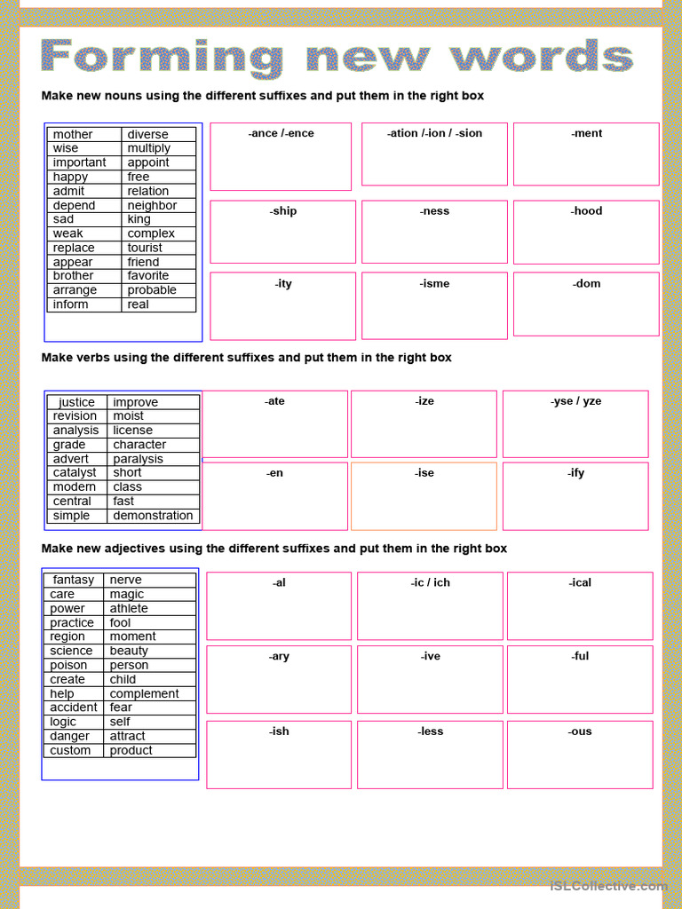 Suffix-Based Word Formation Exercise | PDF | Languages | Foreign ...