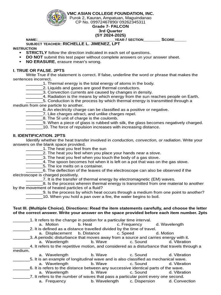 grade 7 3rd quarter | PDF | Waves | Sound