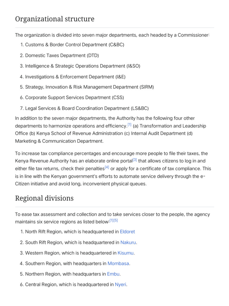 Kenya Revenue Authority Structure Overview | PDF | Business | Kenya
