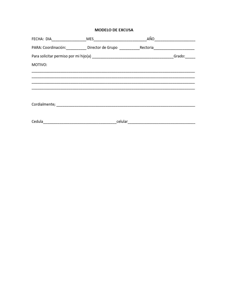 Modelo Excusa | PDF
