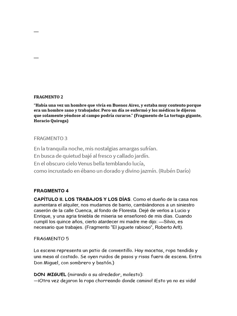 Fragmentos literarios sobre el sufrimiento | PDF