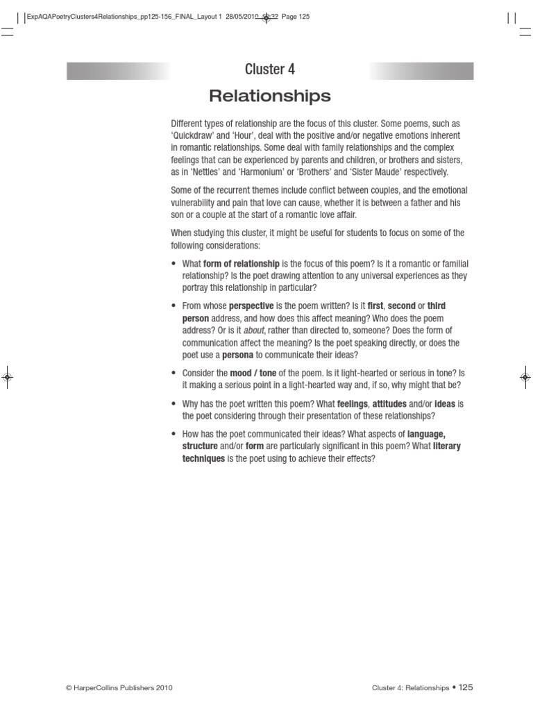 Relationships Poetry | PDF | Shakespeare's Sonnets | Poetry