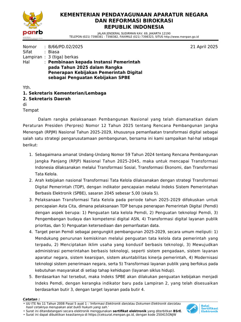 Surat Pembinaan Pemdi IPPD 2025 | PDF