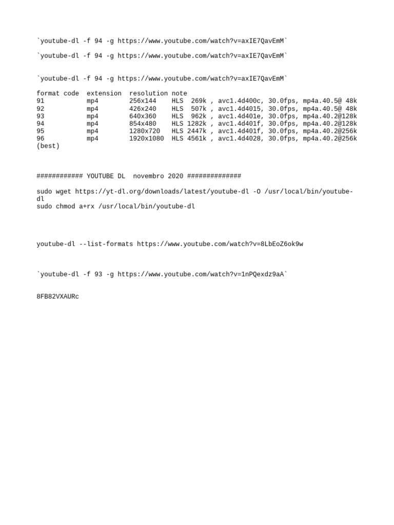 Formato Youtube DL | PDF