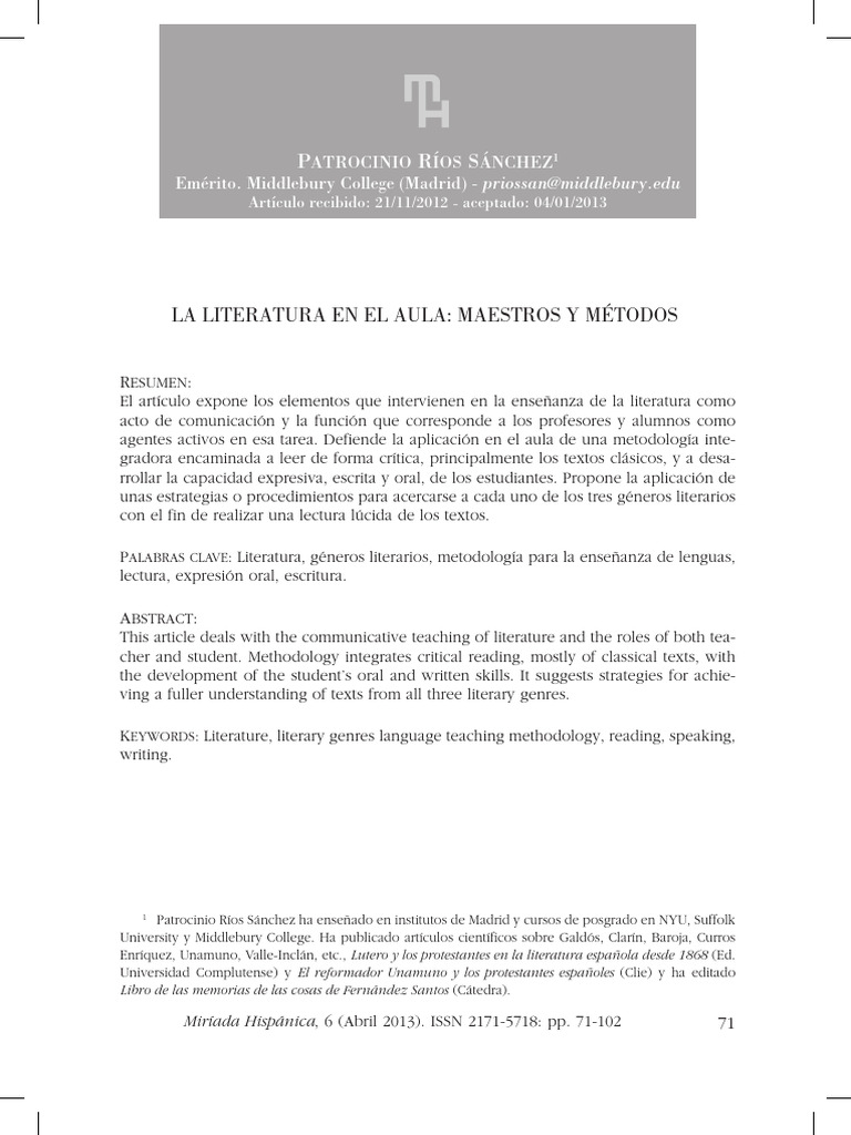 Enseñanza de Literatura: Métodos y Estrategias | PDF | Maestros | Enseñando