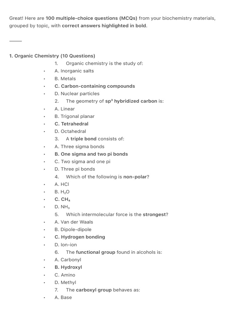 Great! Here Are 100 Multiple-Choice Questions (MCQS) From Your ...