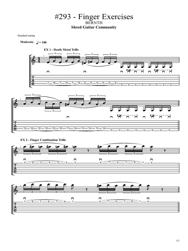Guitar Finger Exercises for All Levels | PDF | Guitars | Music Theory