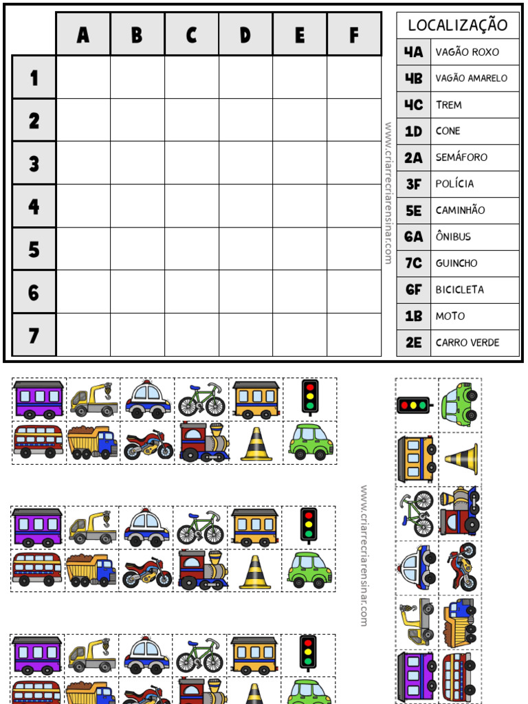 LOCALIZAÇÃO NA MALHA QUADRICULADA - MEIOS DE TRANSPORTE | PDF