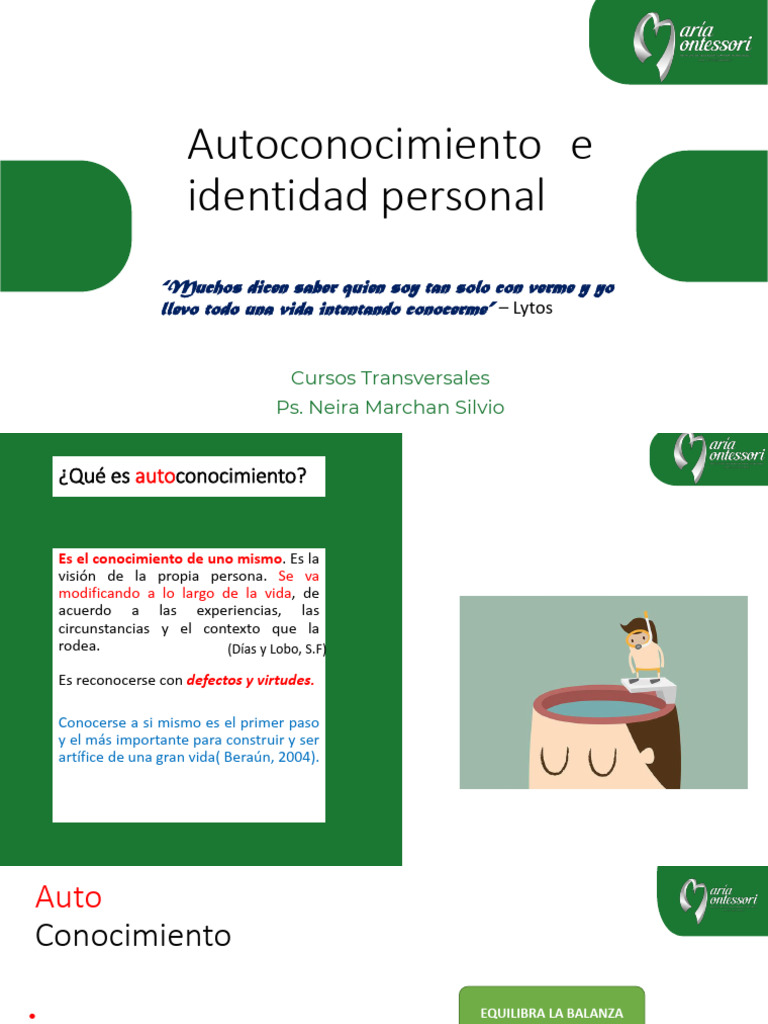 Autoconocimiento e Identidad Personal | PDF | Autoconcepto | Cognición
