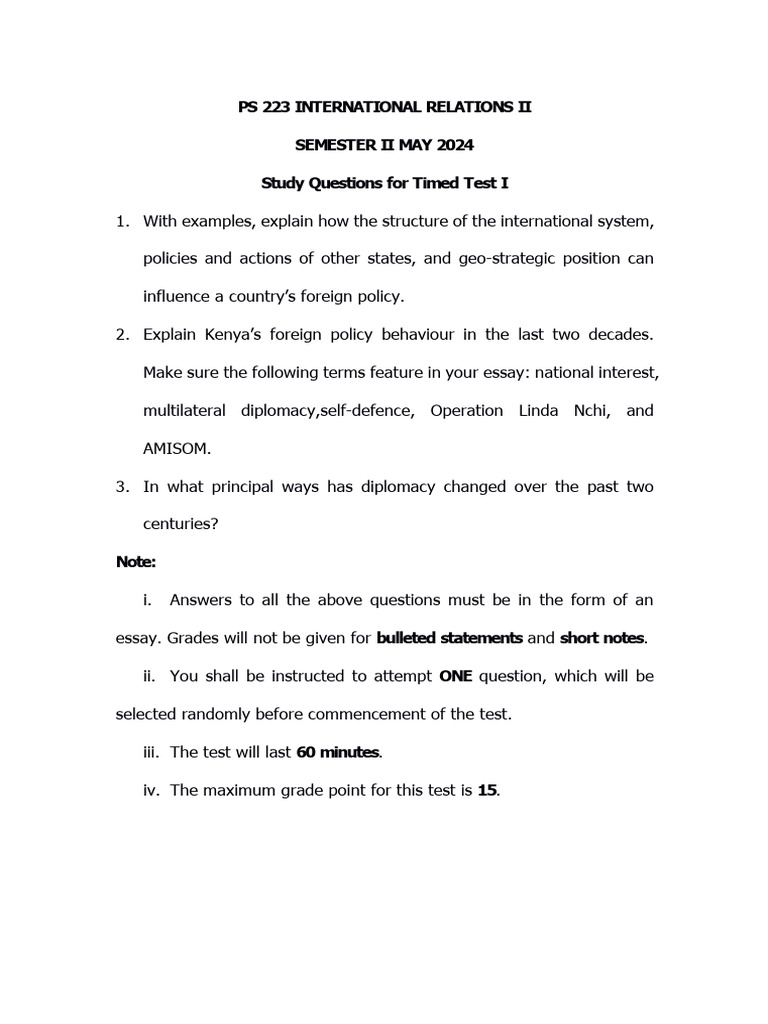 PS 223 International Relations Ii | PDF