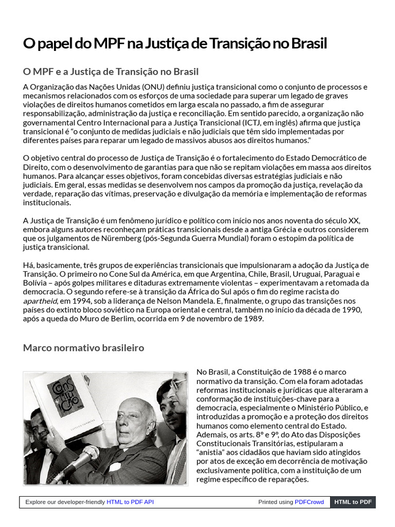MPF e Justiça de Transição no Brasil | PDF | Brasil | Justiça