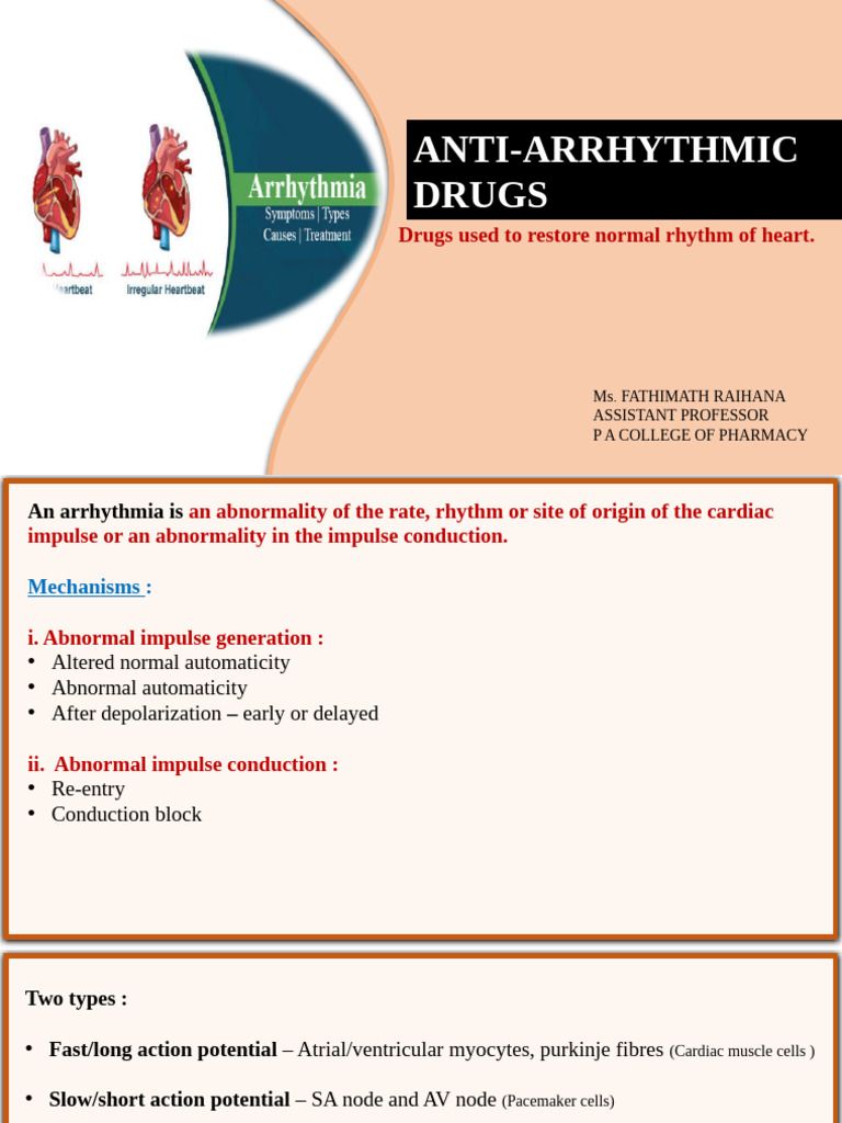 Anti Arrhythmic Drugs | PDF | Cardiology | Medical Specialties