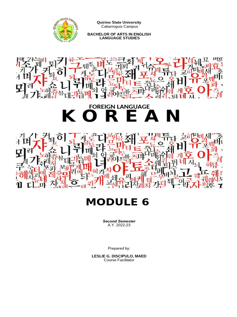 Midterm-Module6-KoreanZlanguage | PDF | English Language | Vowel