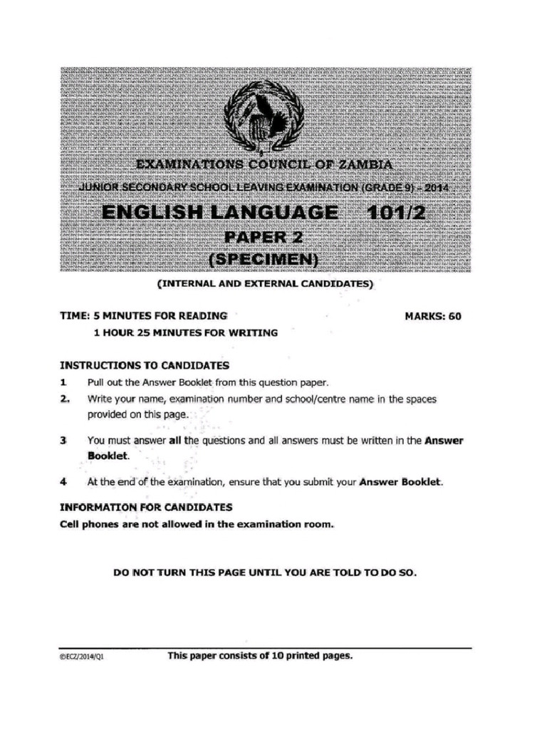 2014 P2 Specimen | PDF