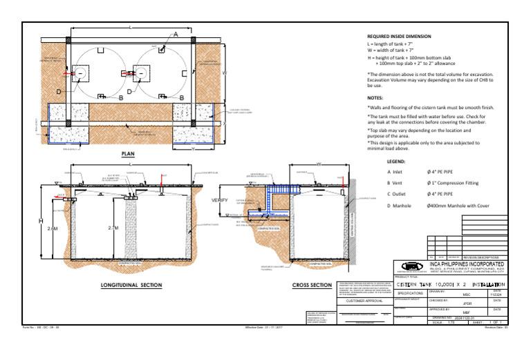 Cistern Tank 10000L X 2 Installation | PDF | Pipe (Fluid Conveyance ...