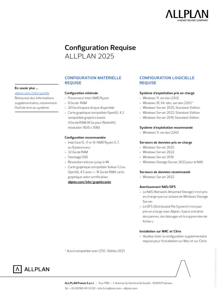Configuration requise pour Allplan 2025 | PDF | Serveur (Informatique ...