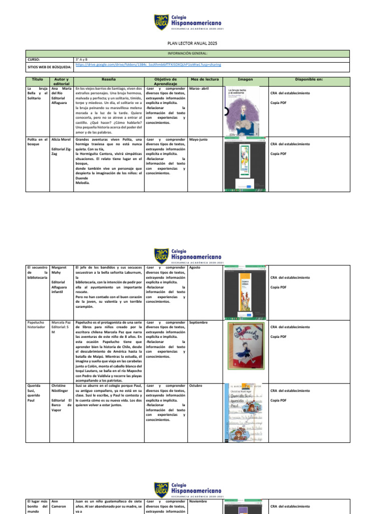 Plan Lector 2025 3 - B-Sicos | PDF