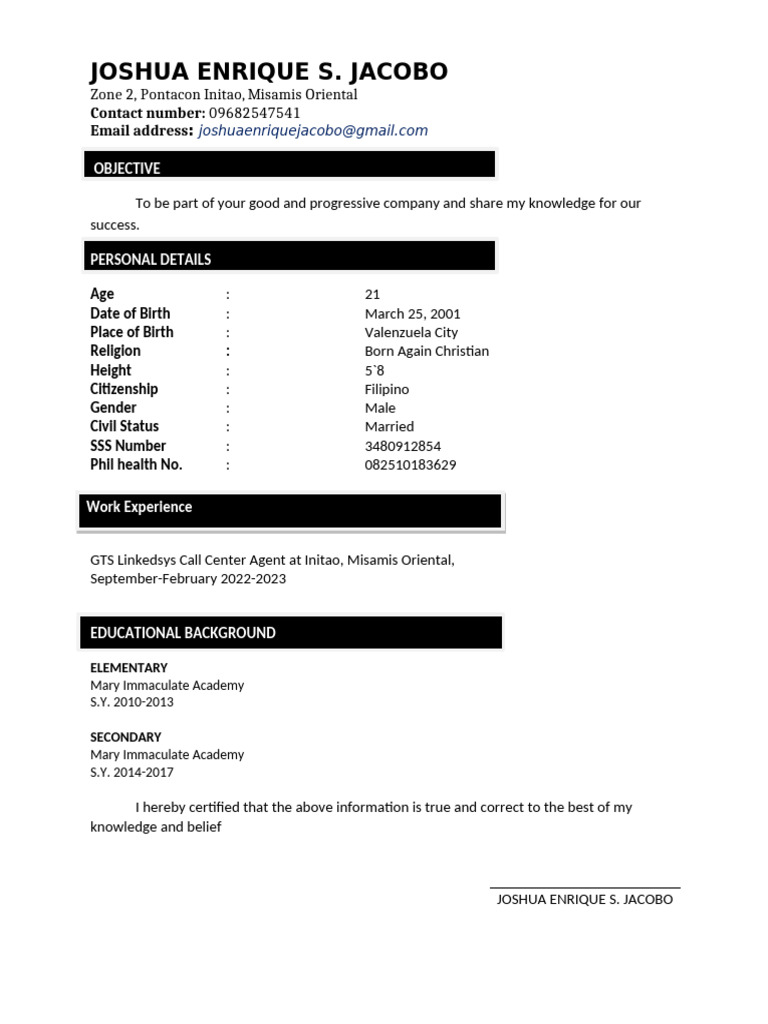 Resume Joshua | PDF