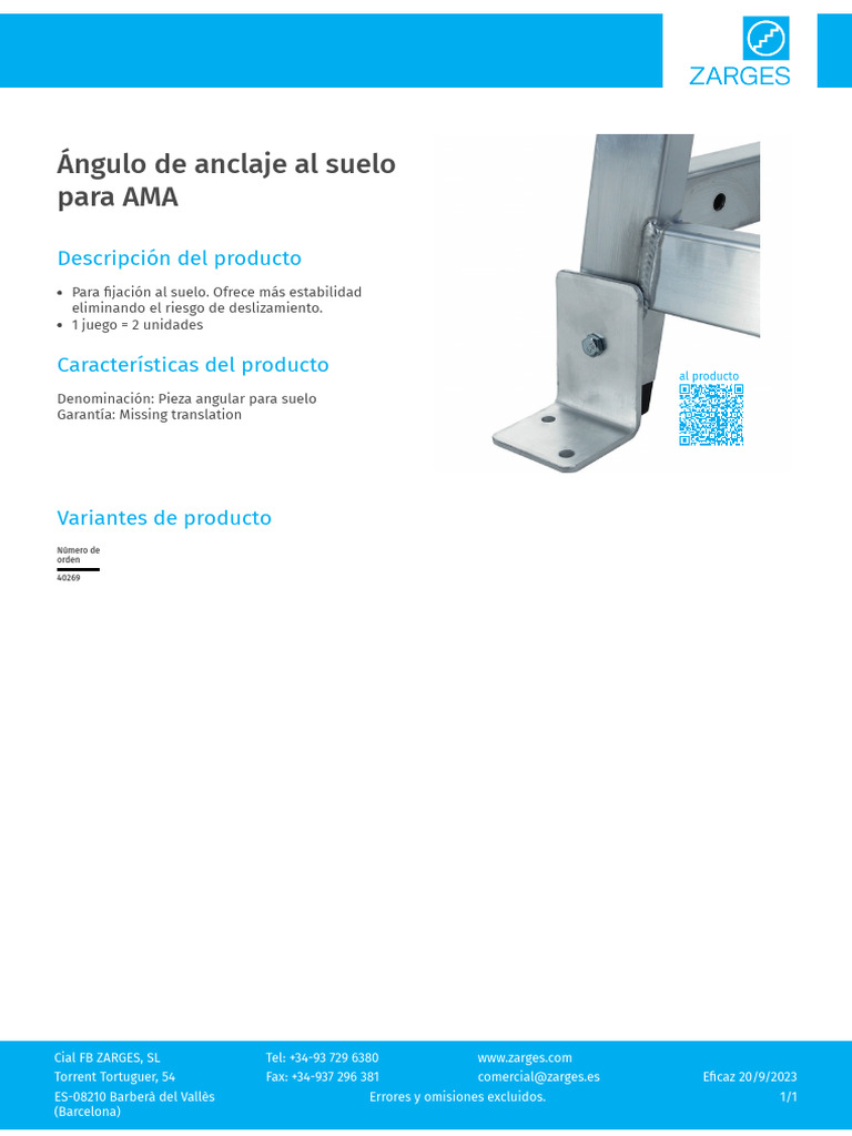 ZARGES - Ngulo de Anclaje Al Suelo para AMA | PDF