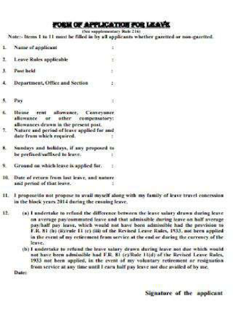 Form of Application for Leave | PDF